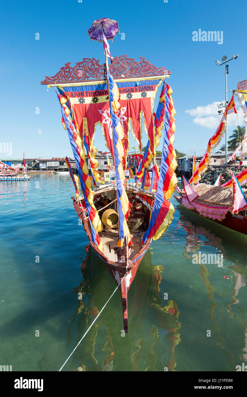 Traditional Bajau's boat called Lepa-Lepa decorated with colorfull ...