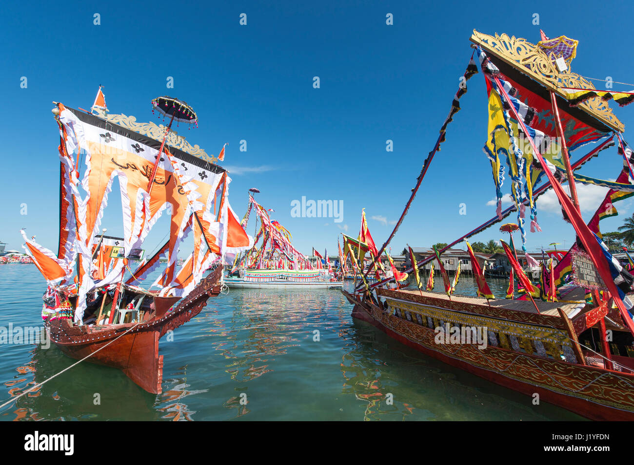 Traditional Bajau's boat called Lepa-Lepa decorated with colorfull ...