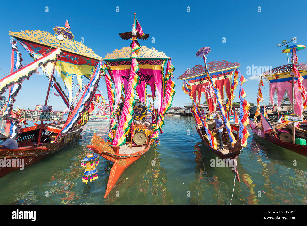 Traditional Bajau's boat called Lepa-Lepa decorated with colorfull ...