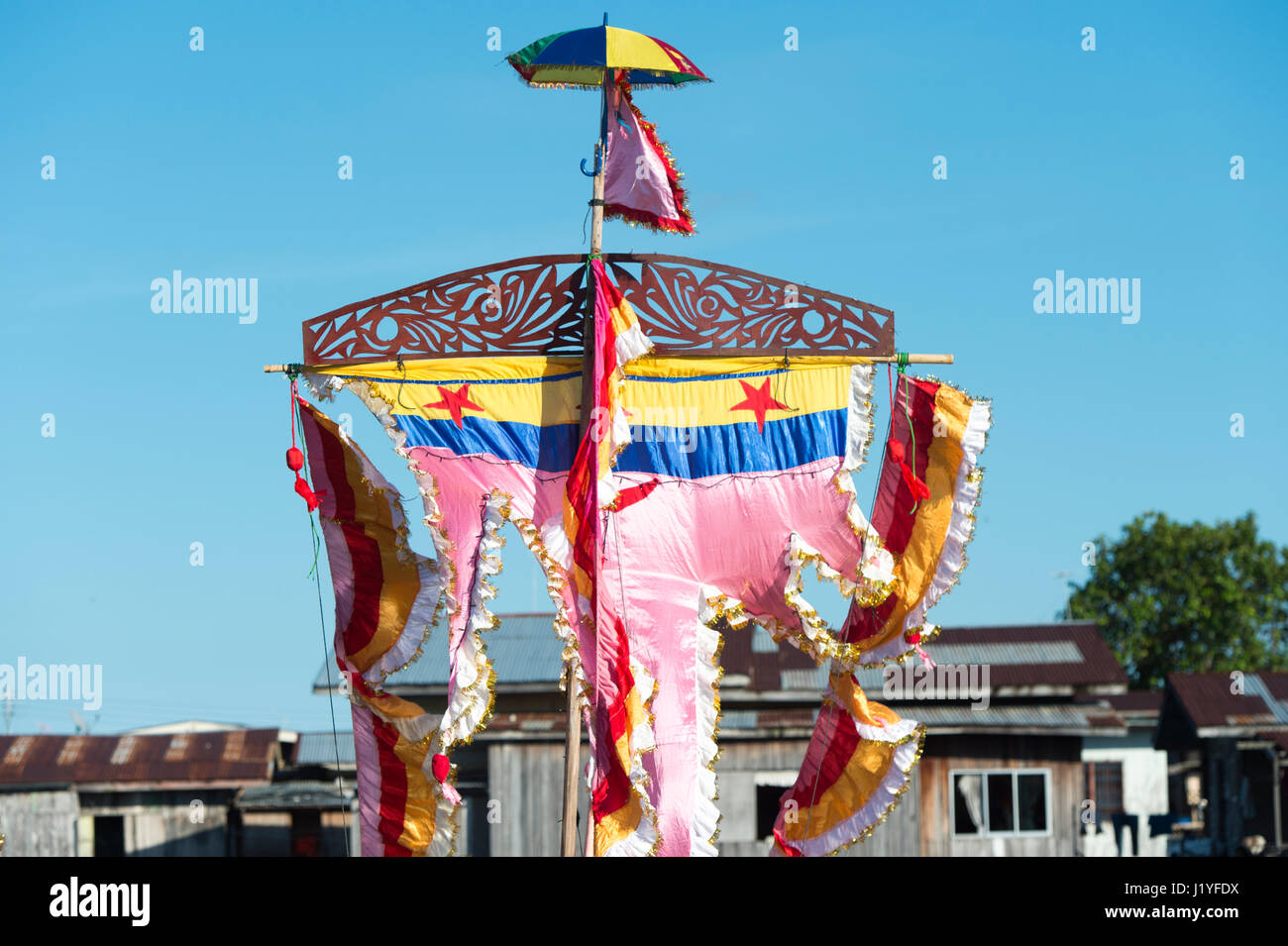 Traditional Bajau's boat called Lepa-Lepa decorated with colorfull ...