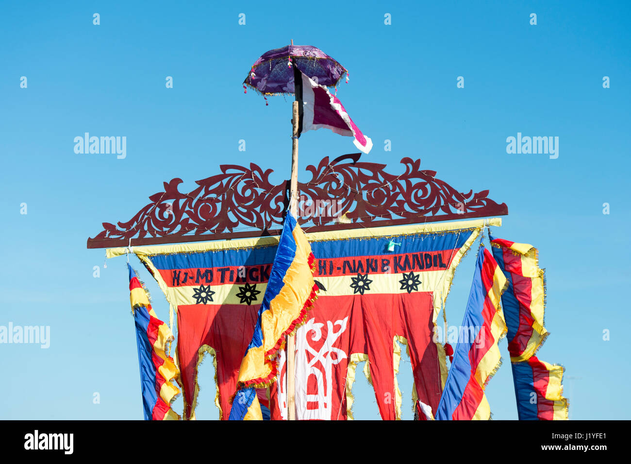 Traditional Bajau's boat called Lepa-Lepa decorated with colorfull ...