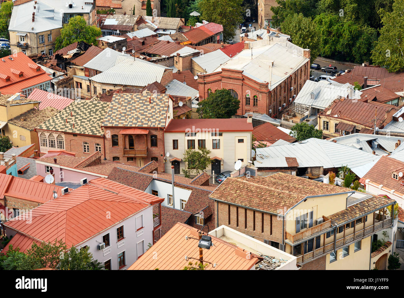 Top view of roof of houses Old city Tbilisi, Georgia Stock Photo - Alamy