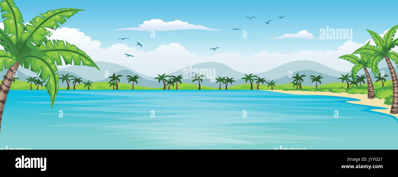Illustration of a tropical coastal landscape Stock Vector Image & Art ...