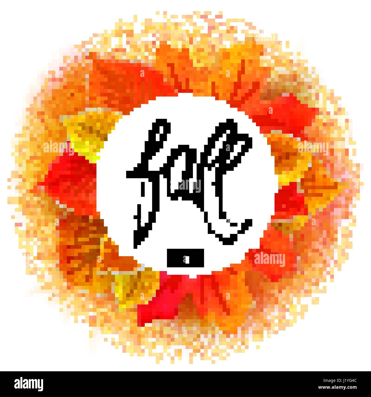 Hand made lettering Fall over round label with leaves Stock Vector ...