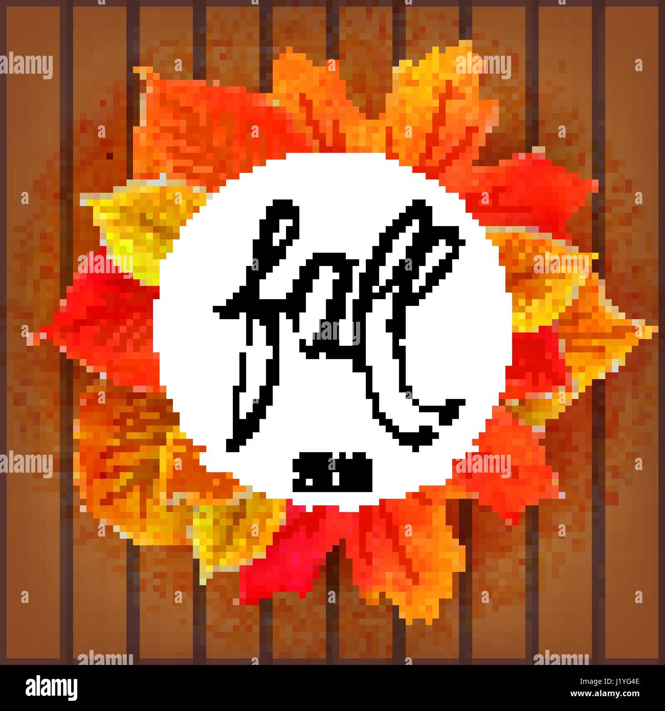 Hand made lettering Fall over round label with leaves Stock Vector ...
