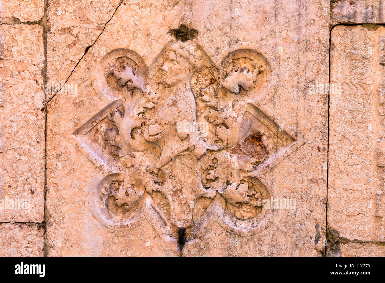 travel to Italy - outdoor wall decoration of medieval house in Verona ...