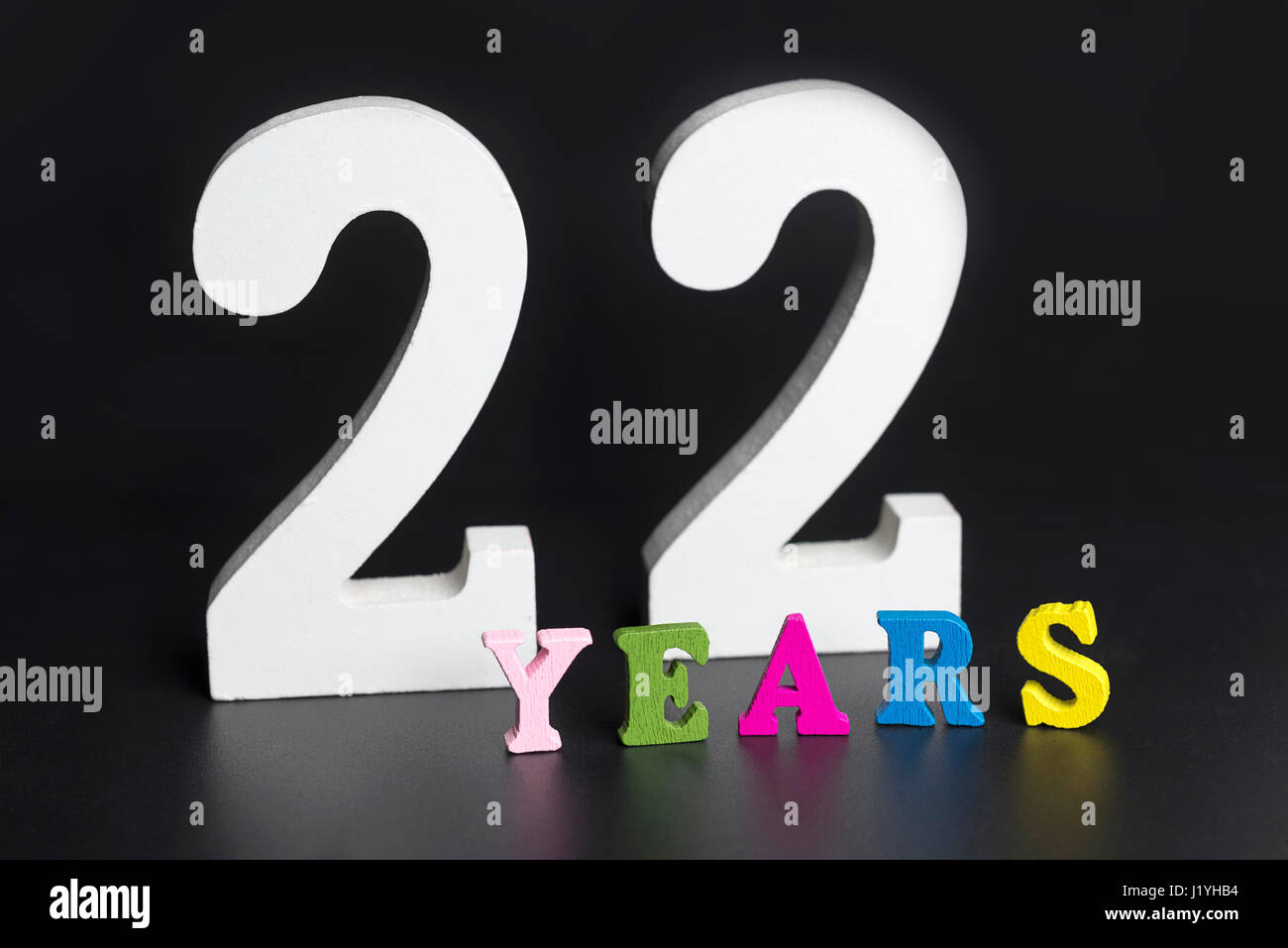 Letters and numbers twenty-two on a black isolated background Stock ...