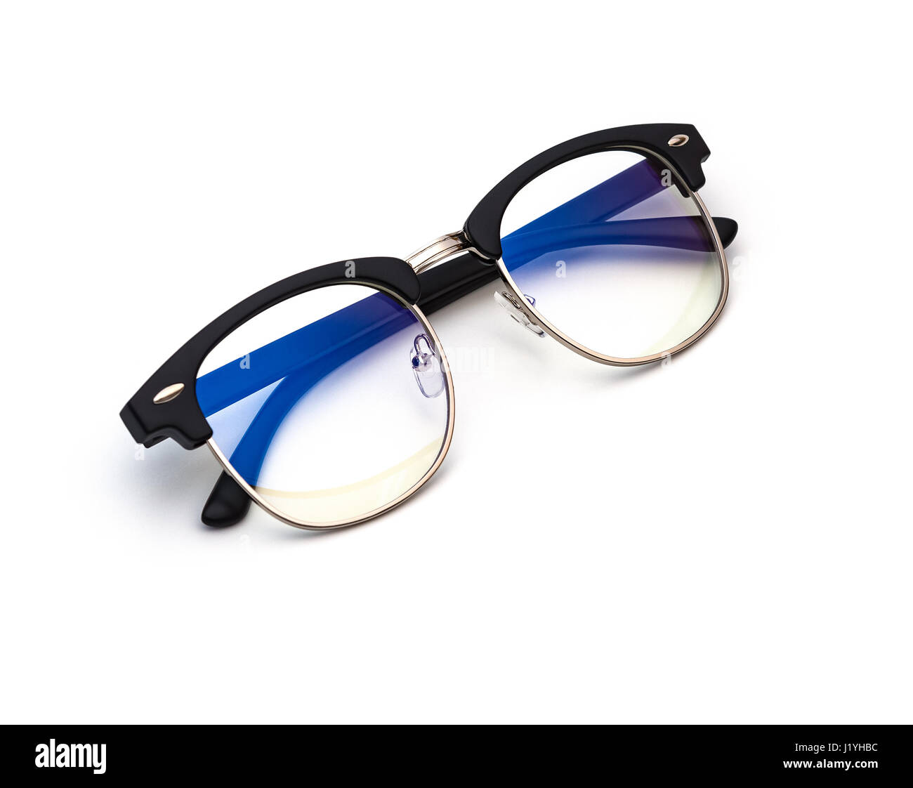 protective glasses with blue filter coating on a white background Stock ...