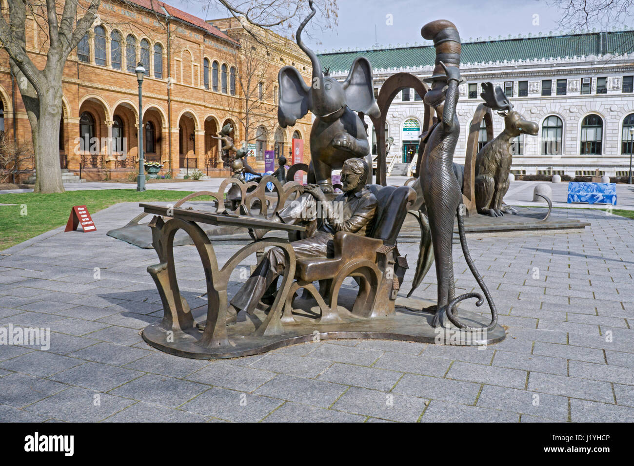 Statues in the Dr. Seuss Memorial Sculpture Garden in Sp[rngfield ...