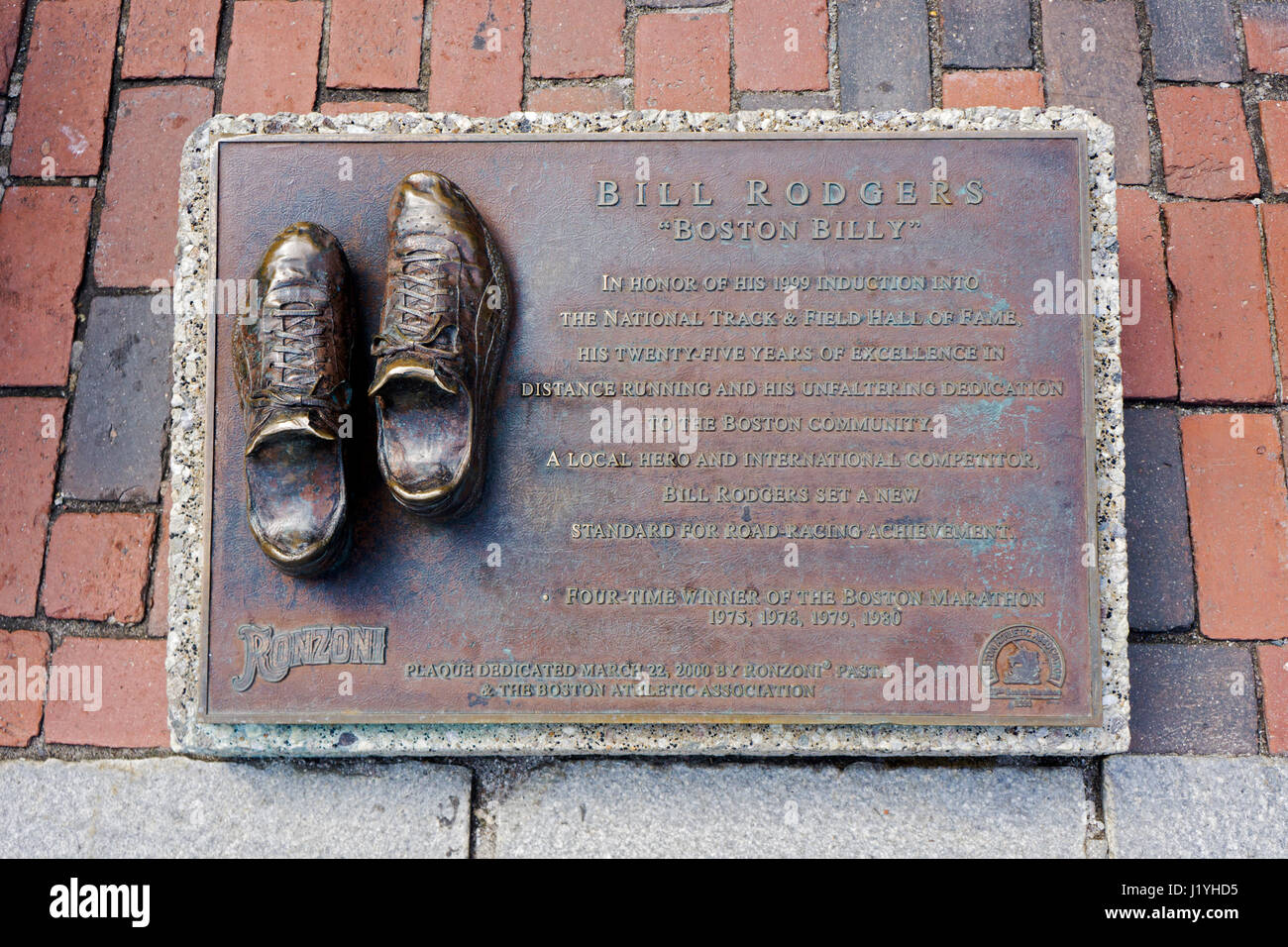 A plaque at Feneuil Hall in Boston dedicated to distance runner Bill ...