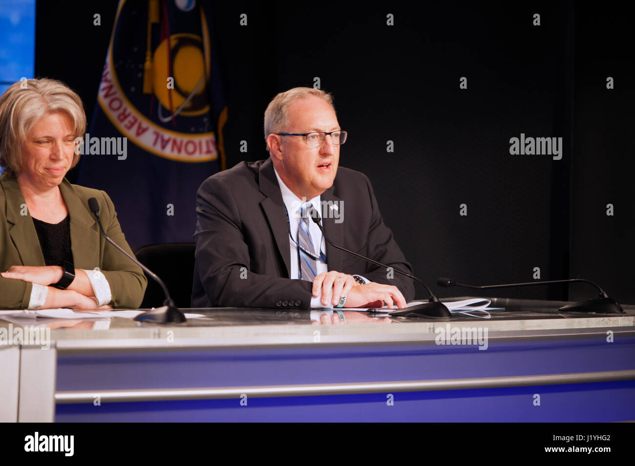U.S. Air Force Weather Squadron Weather Officer David Craft speaks ...