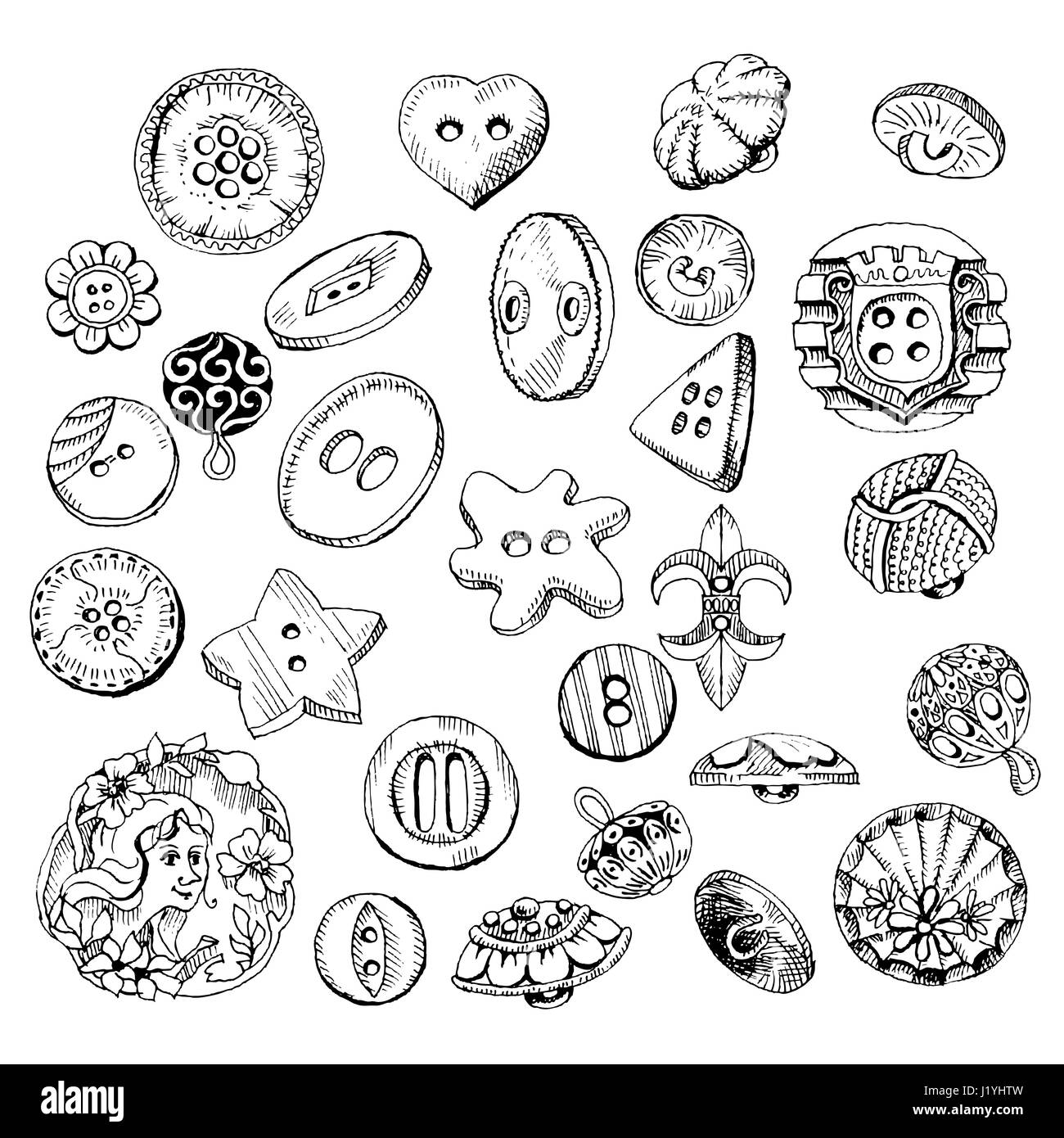 Handmade buttons Black and White Stock Photos & Images - Alamy