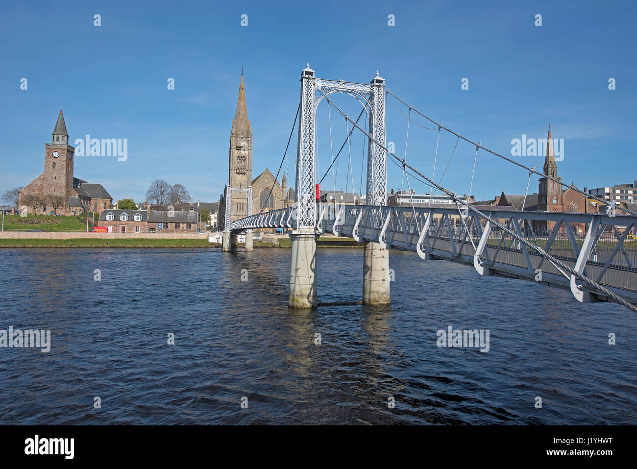 Greig St suspension footbridge Bridge crossing of the River Ness in the ...