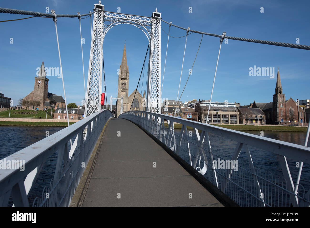 Greig St suspension footbridge Bridge crossing of the River Ness in the ...