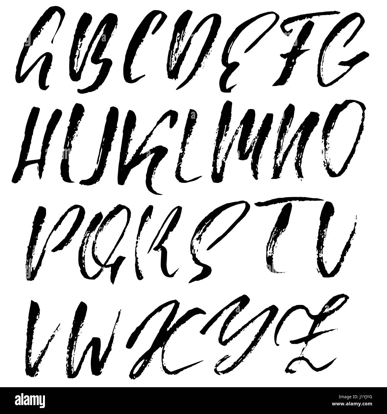 Hand drawn dry brush font. Modern brush lettering. Grunge style ...