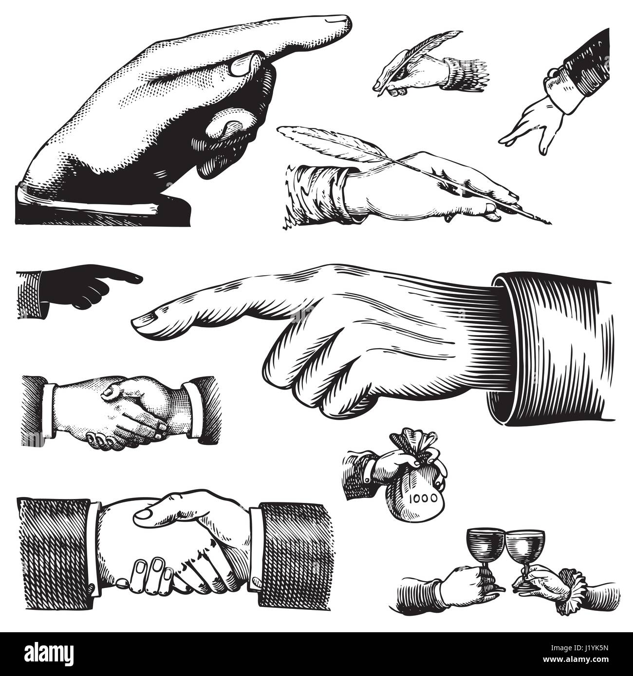 set of antique hands engravings (vector Stock Vector Image & Art - Alamy