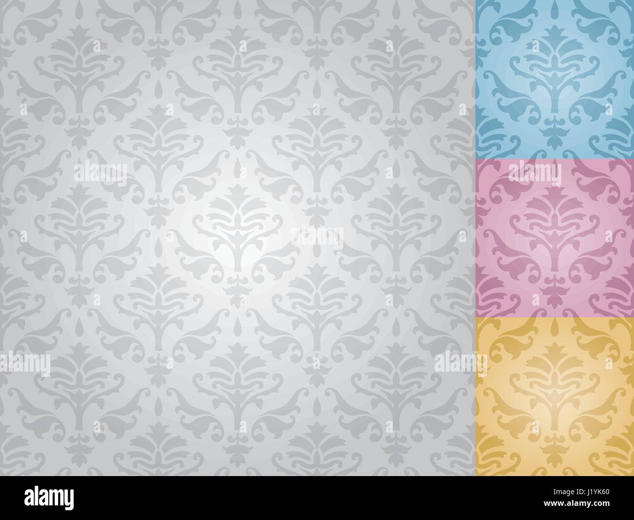 seamless damask pattern in 4 color variations (vector Stock Vector ...