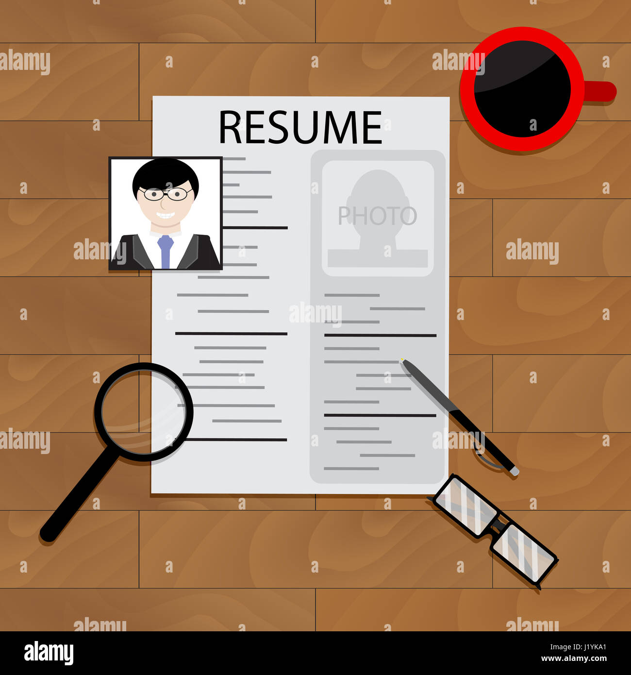 Create resume concept. Write resume application document, vector ...