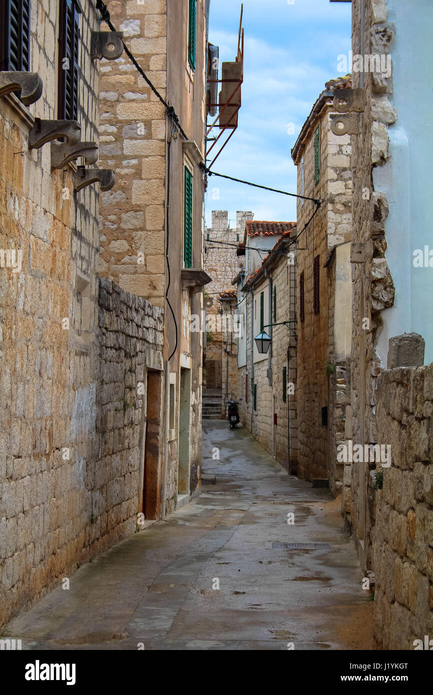 Picturesque old street on Hvar Island Croatia Stock Photo - Alamy