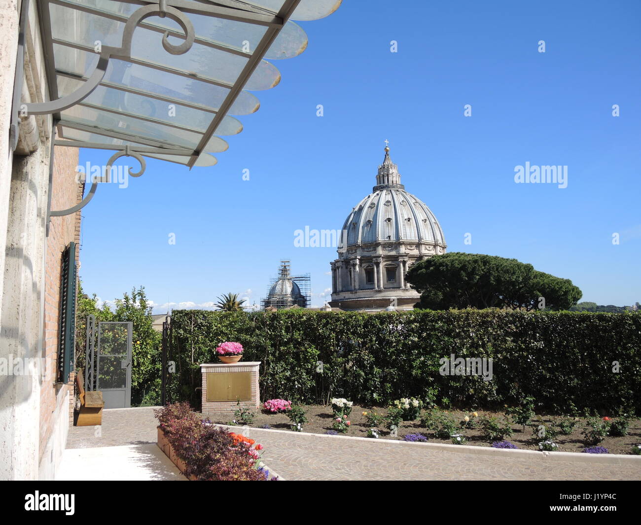 View of the St. Peter's Basilica from the entrance to the Mater ...