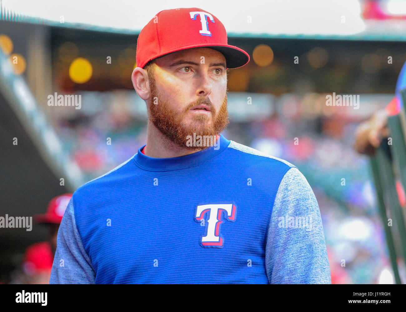 APR 20, 2017: Texas Rangers relief pitcher Sam Dyson #47 during an MLB ...