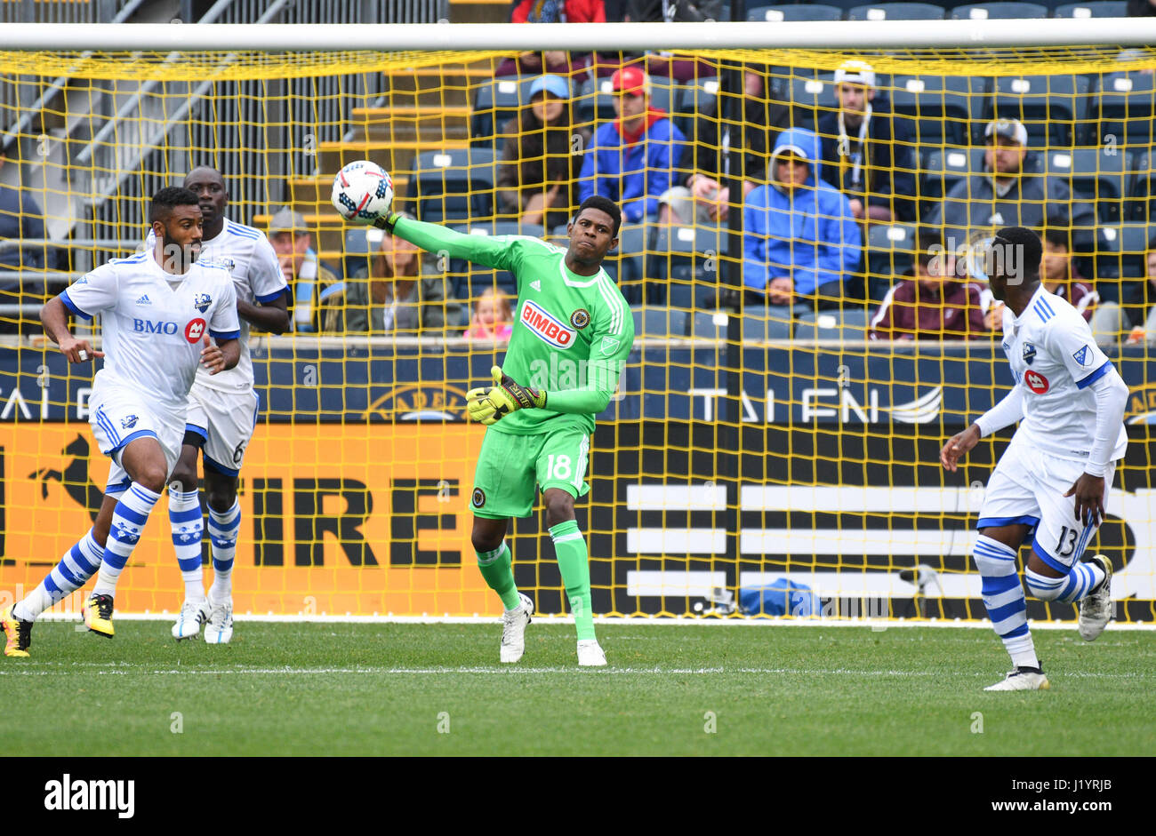 Chester, Pennsylvania, USA. 22nd Apr, 2017. Philadelphia Union's goalie ...