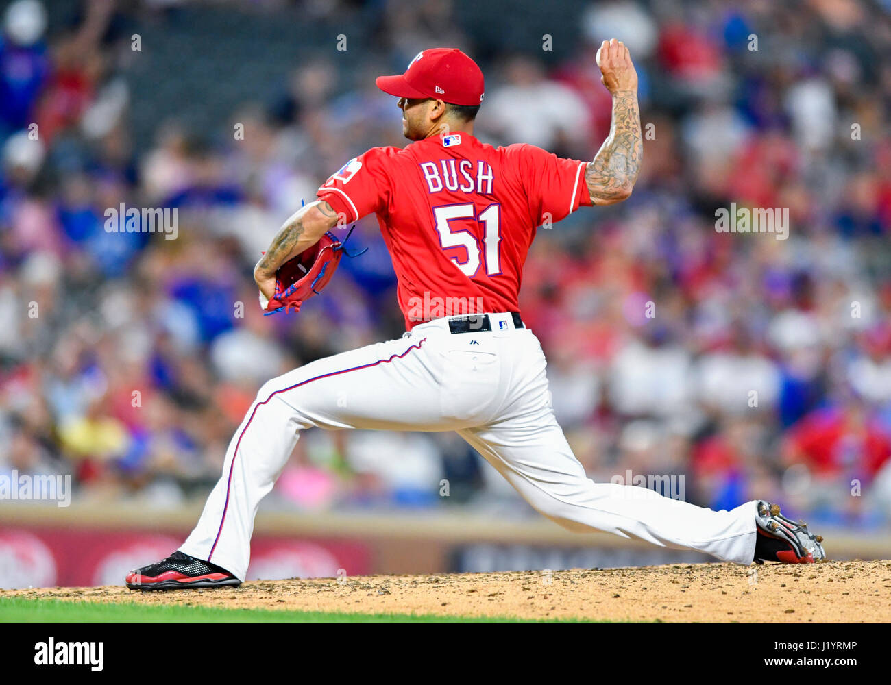 APR 20, 2017: Texas Rangers relief pitcher Matt Bush #51 during an MLB ...