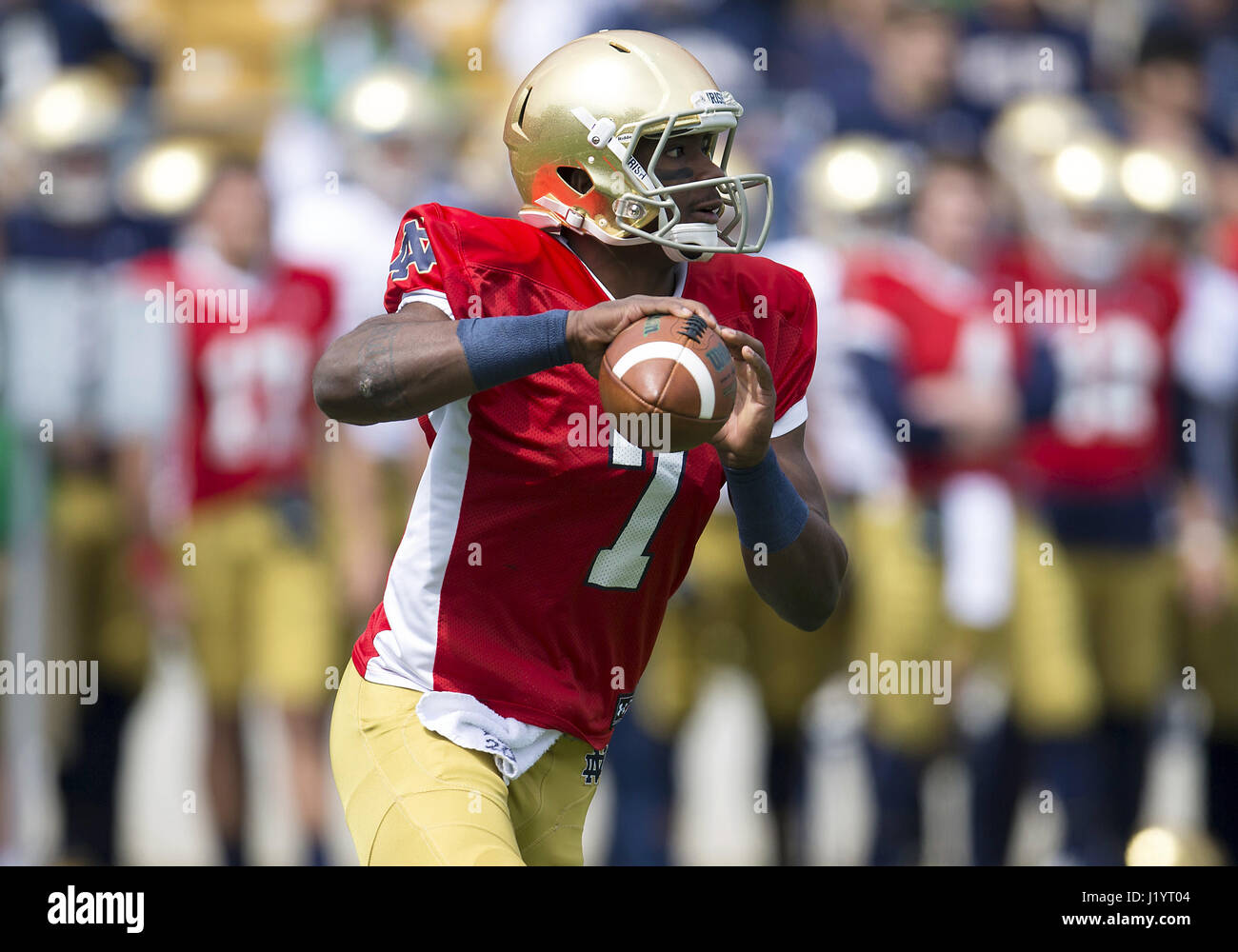 South Bend, Indiana, USA. 22nd Apr, 2017. Notre Dame quarterback ...