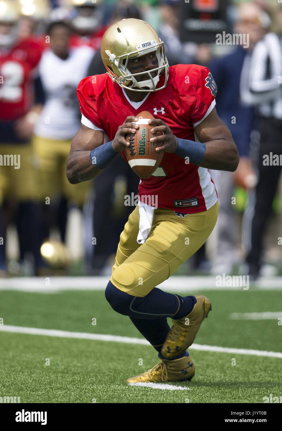 South Bend, Indiana, USA. 22nd Apr, 2017. Notre Dame quarterback ...
