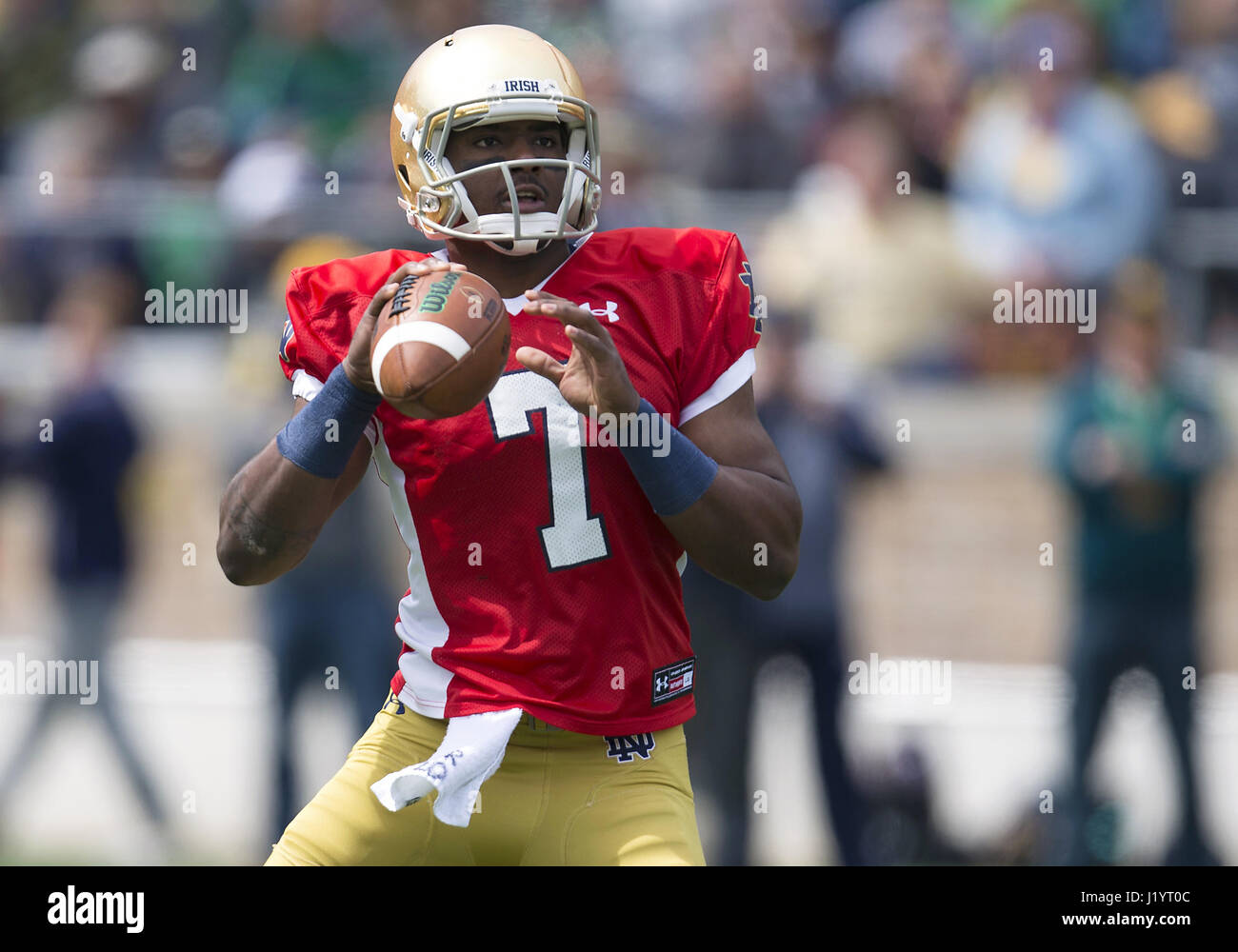 South Bend, Indiana, USA. 22nd Apr, 2017. Notre Dame quarterback ...