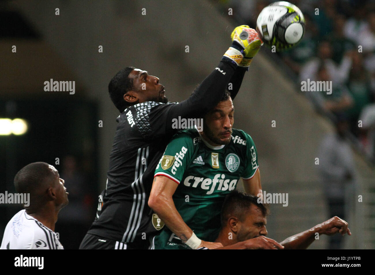 SÃO PAULO, SP - 22.04.2017: PALMEIRAS X PONTE PRETA - Spider during the ...