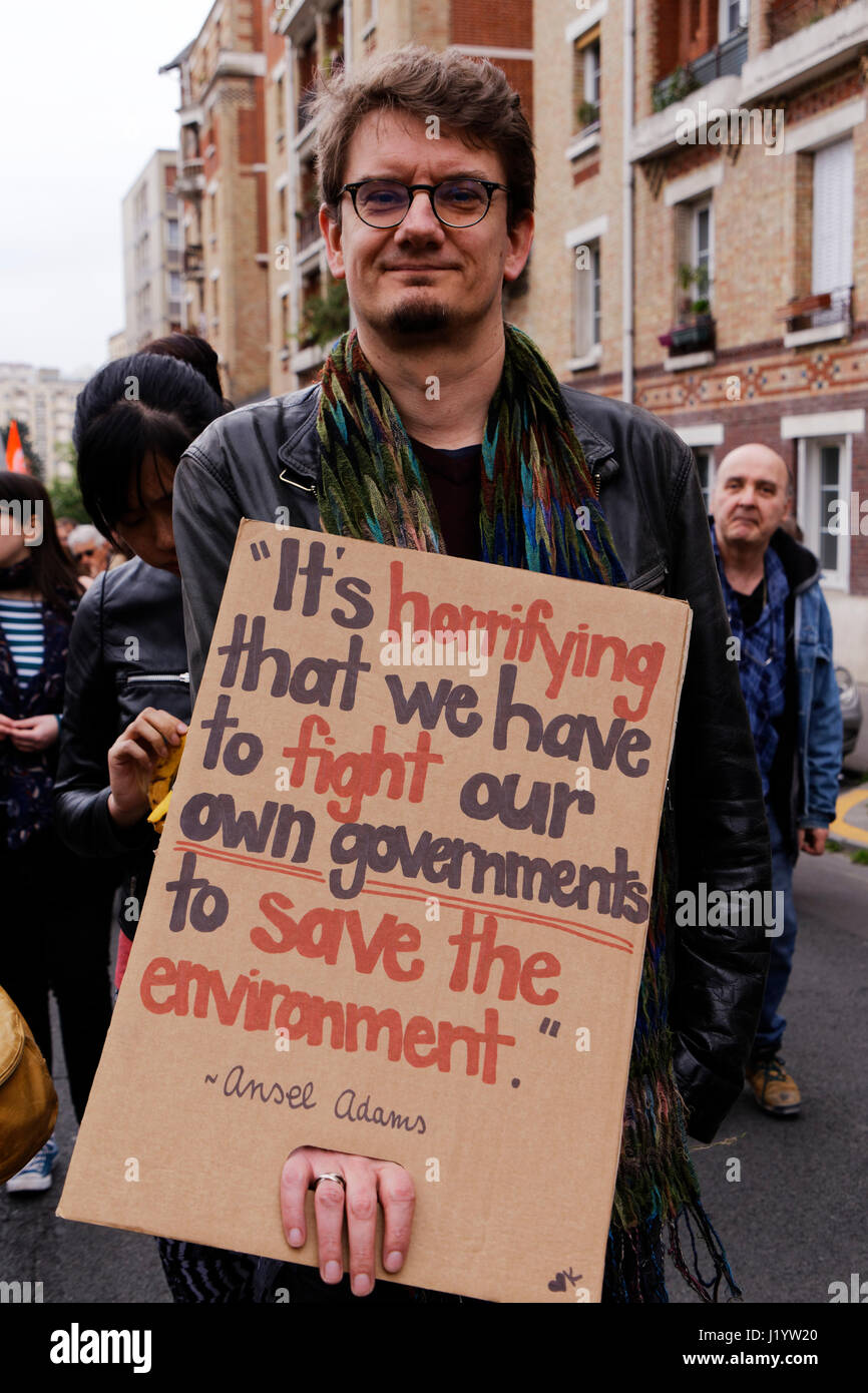 Paris, France. 22nd April, 2017. Demonstration of several thousand people who parade Saturday ...