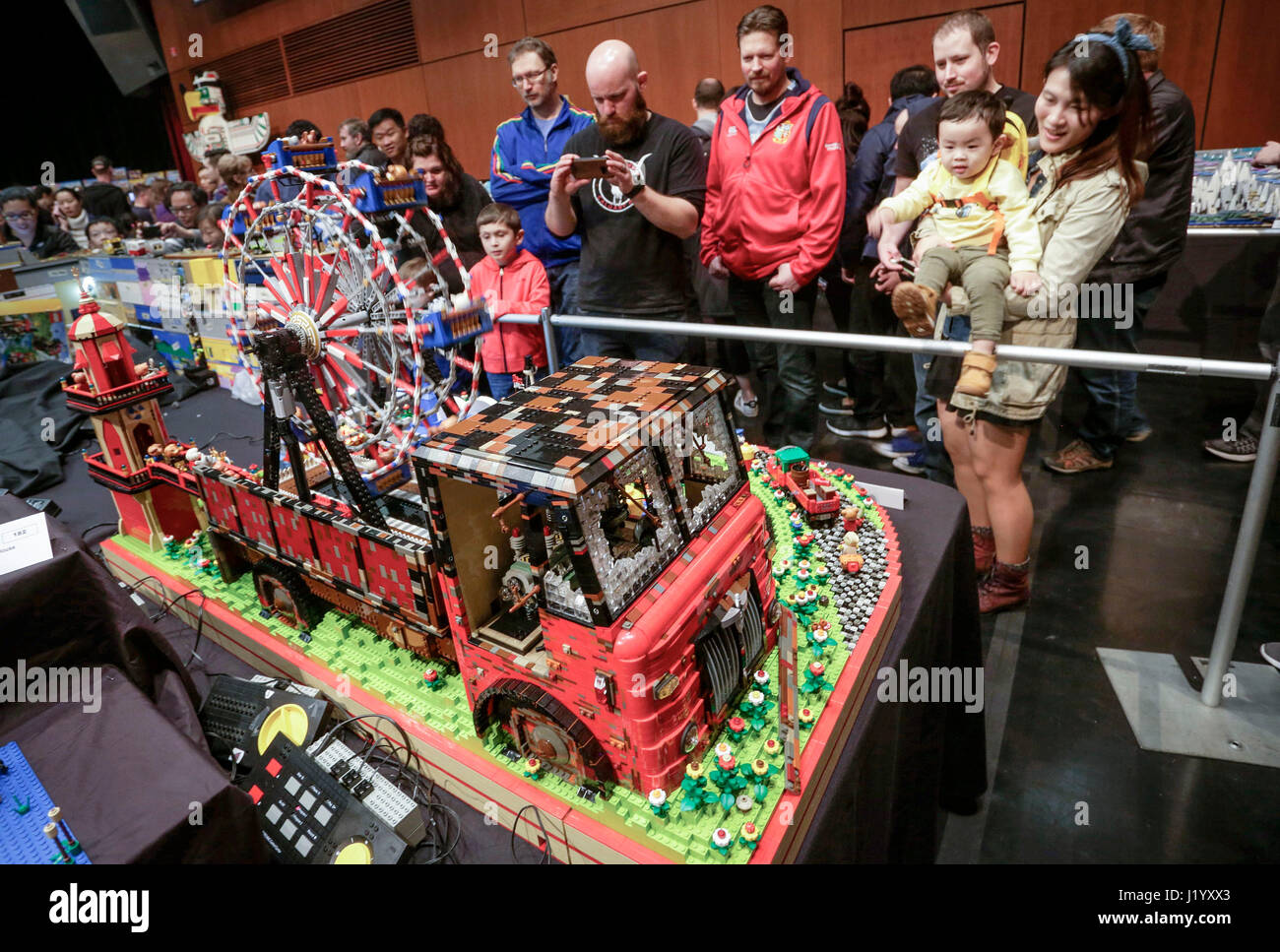 Vancouver, Canada. 22nd Apr, 2017. People look at LEGO installations ...