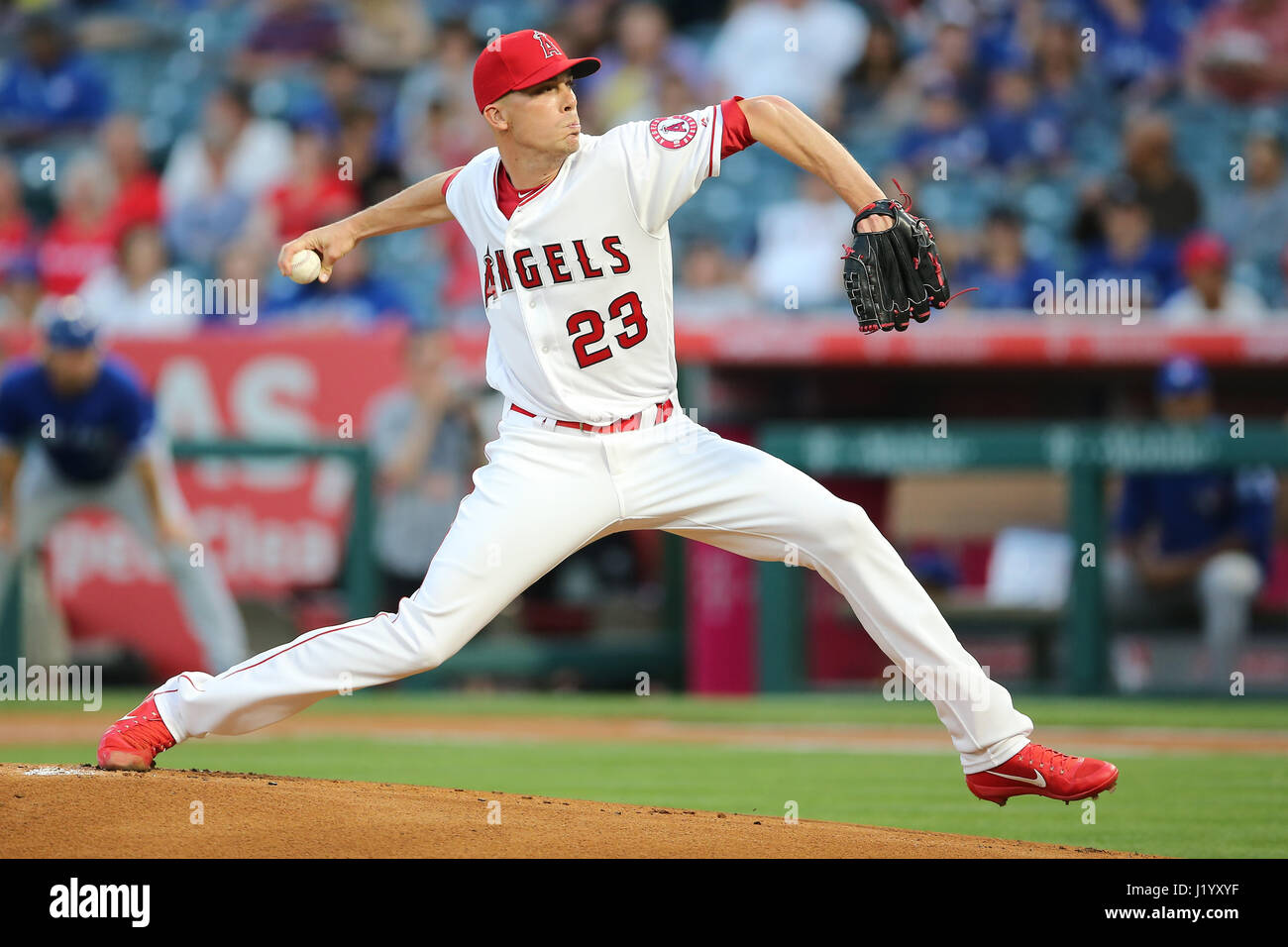 April 21, 2017: Los Angeles Angels starting pitcher Alex Meyer #23 ...