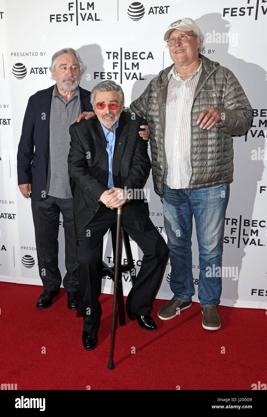 New York, NY, USA. 22nd Apr, 2017. Robert DeNiro, Burt Reynolds, Chevy ...