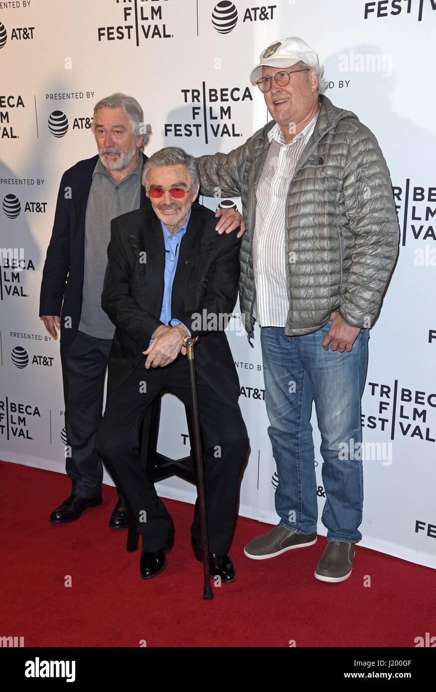 New York, NY, USA. 22nd Apr, 2017. Robert DeNiro, Burt Reynolds, Chevy ...