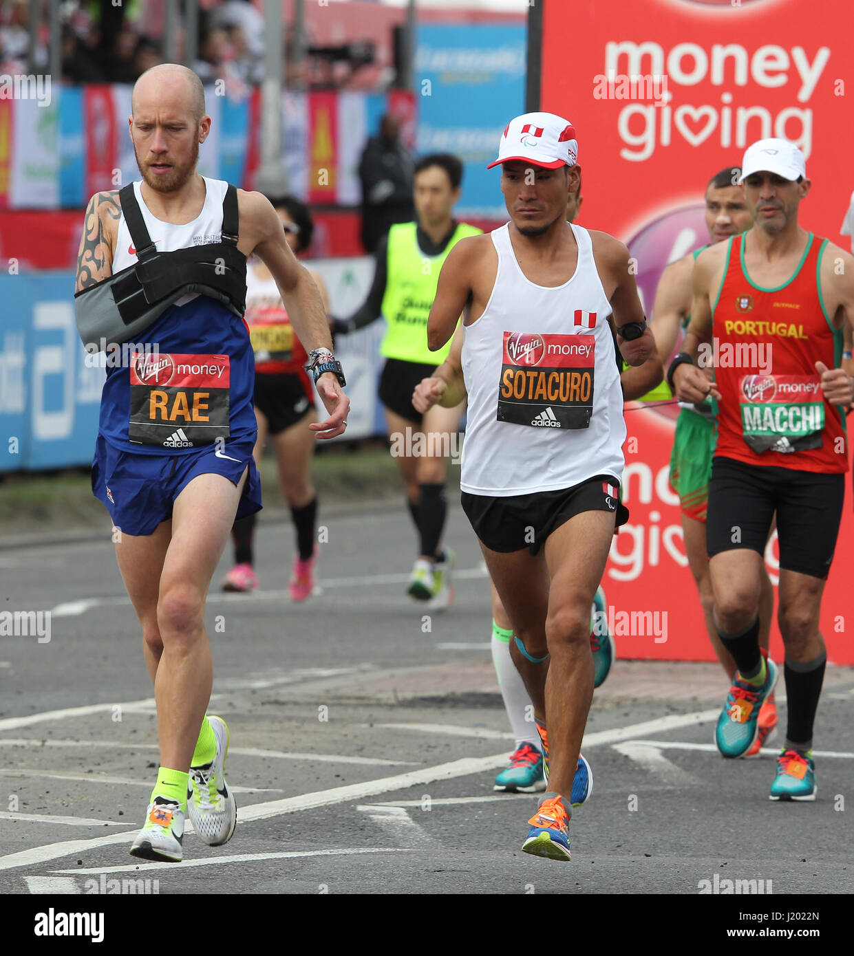 LONDON, UK, 23, APR, 2017: Disabled runners at the start of the Virgin ...