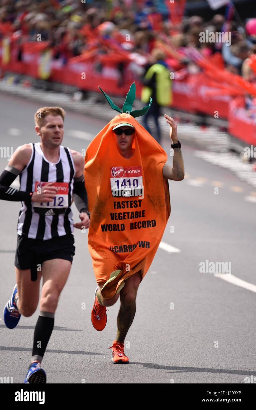 Fun runners in the 2017 London Marathon. The masses of fun runners ...