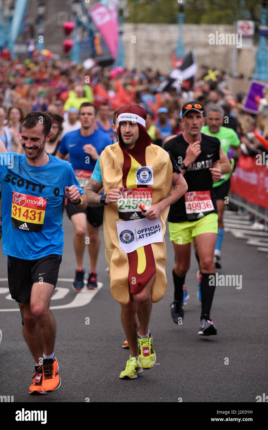 Fun runners in the 2017 London Marathon. The masses of fun runners ...