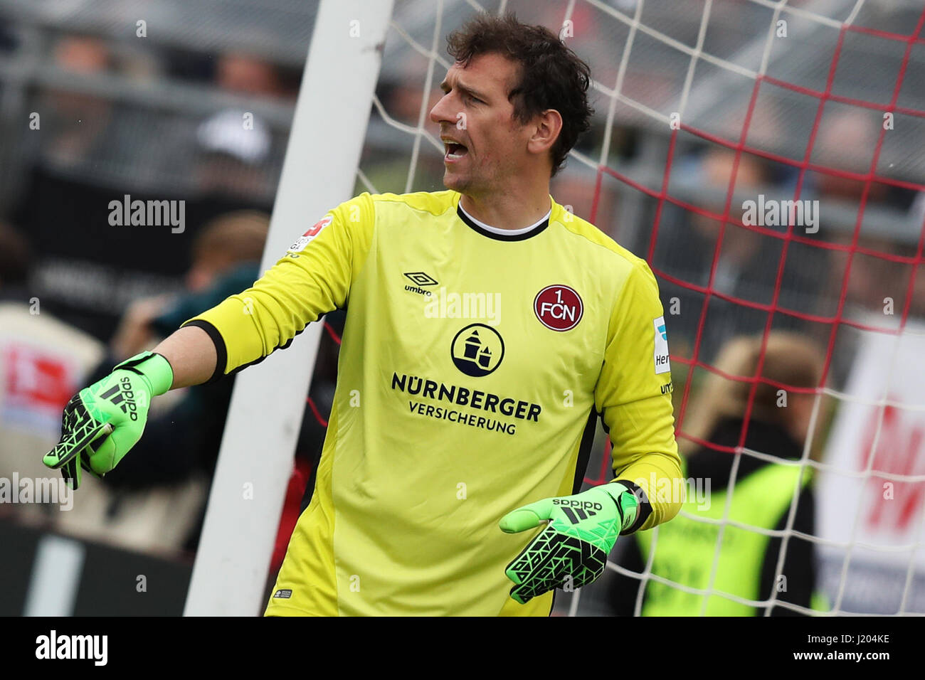 Wuerzburg, Germany. 23rd Apr, 2017. Nuremberg's goalkeeper Raphael ...