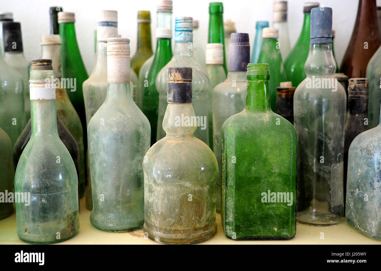 collection of old glass bottles Stock Photo - Alamy