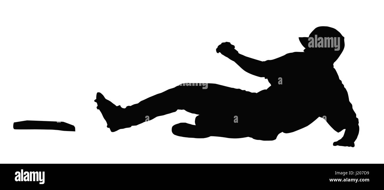 Baseball player sliding base Stock Vector Images - Alamy