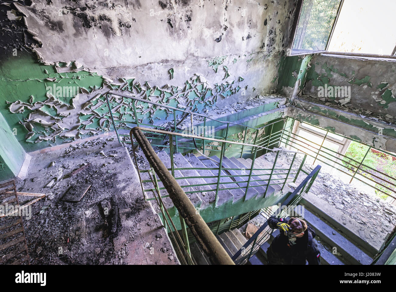 Staircase in abandoned Jupiter Factory in Pripyat ghost town of ...