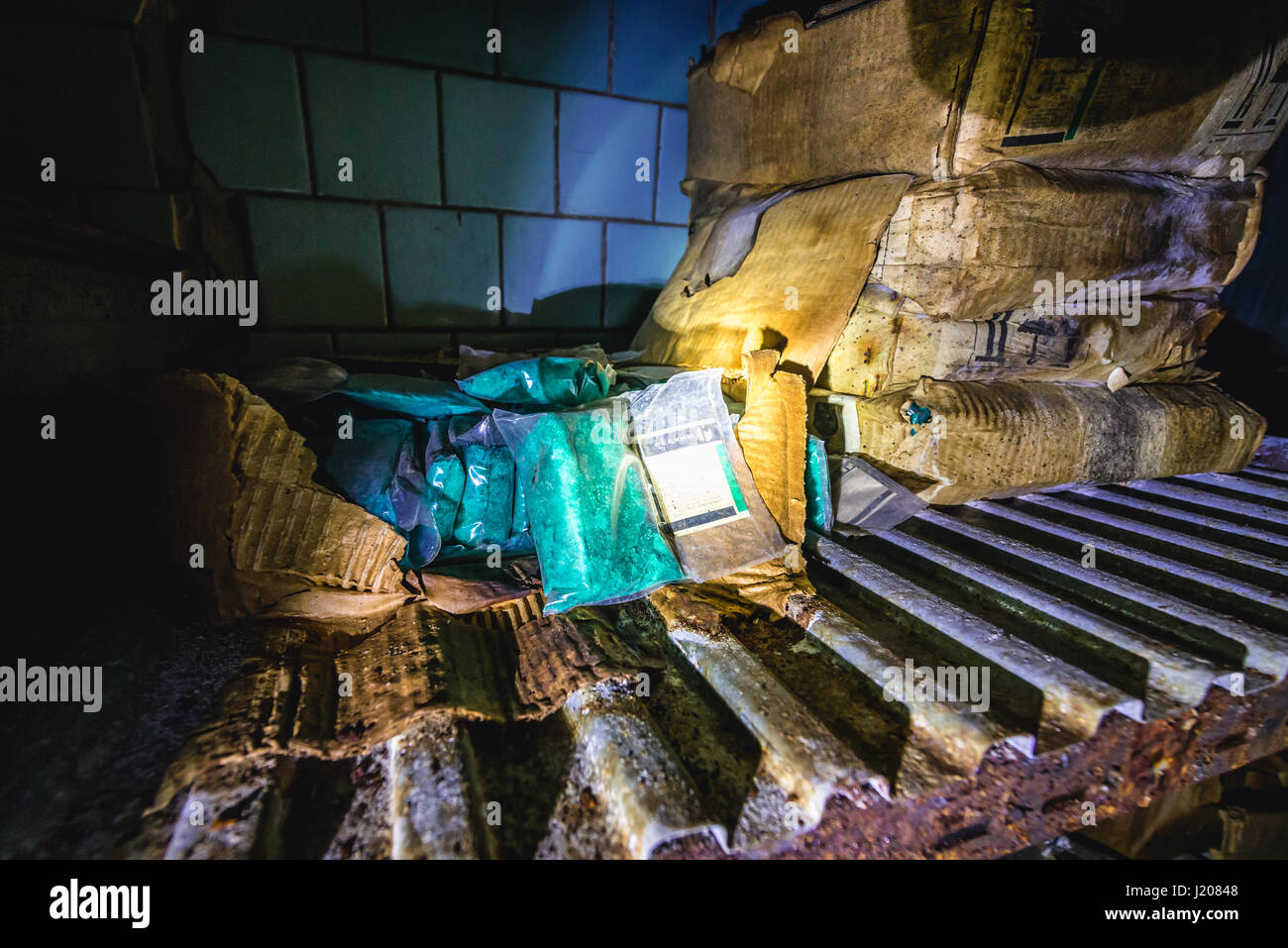 Chemicals storage in basement of abandoned Jupiter Factory in Pripyat ...
