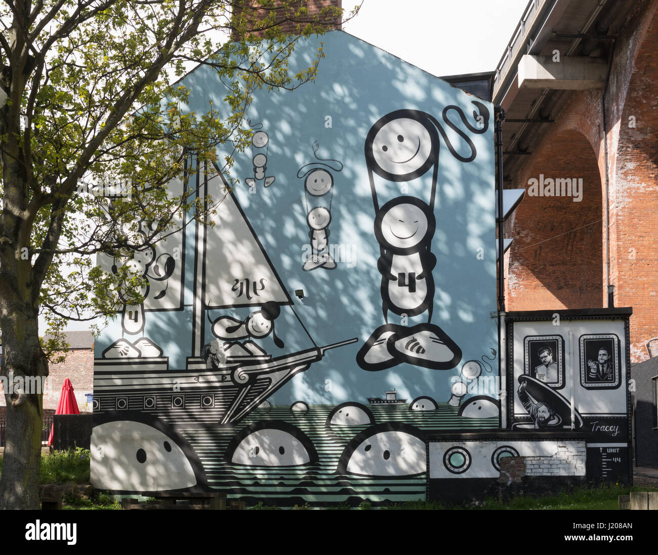 Mural on the wall of The Ship Inn, Ouseburn, Newcastle upon Tyne ...