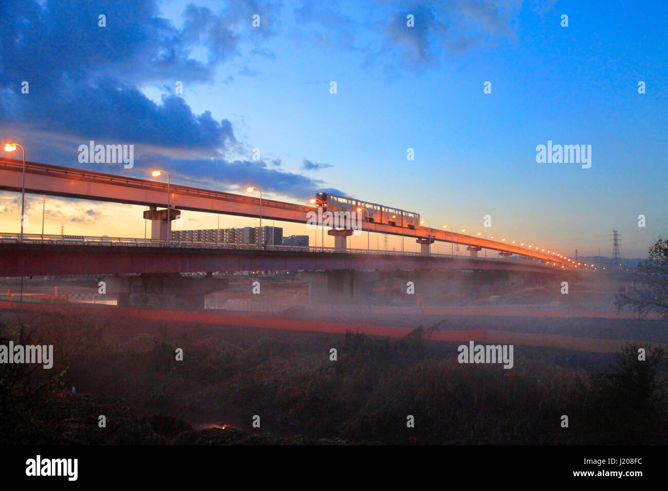 Monorail on Tama River Tachikawa Tokyo Japan Stock Photo - Alamy