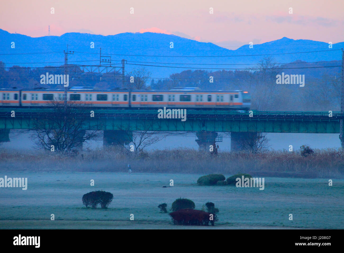 Chuo Line Train on Tama River Tachikawa Tokyo Japan Stock Photo - Alamy