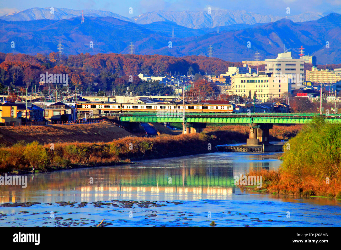 Chuo Line Train on Tama River Tachikawa Tokyo Japan Stock Photo - Alamy