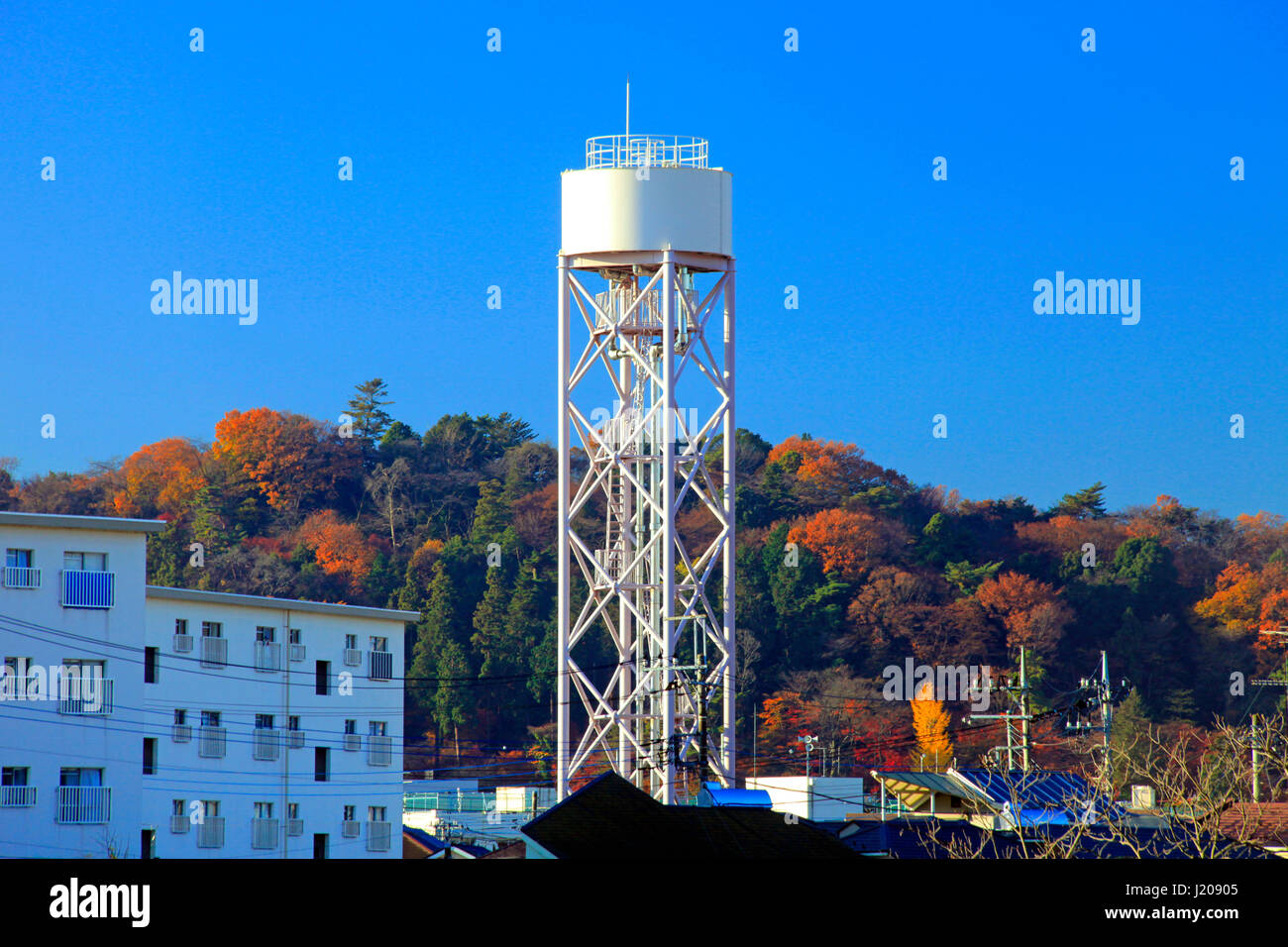Water Tower at a Housing Estate in Hino city Western Tokyo Japan Stock ...