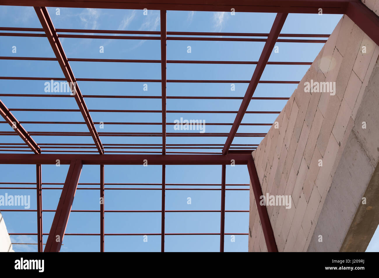 Structural steel beam on roof of building residential construction ...